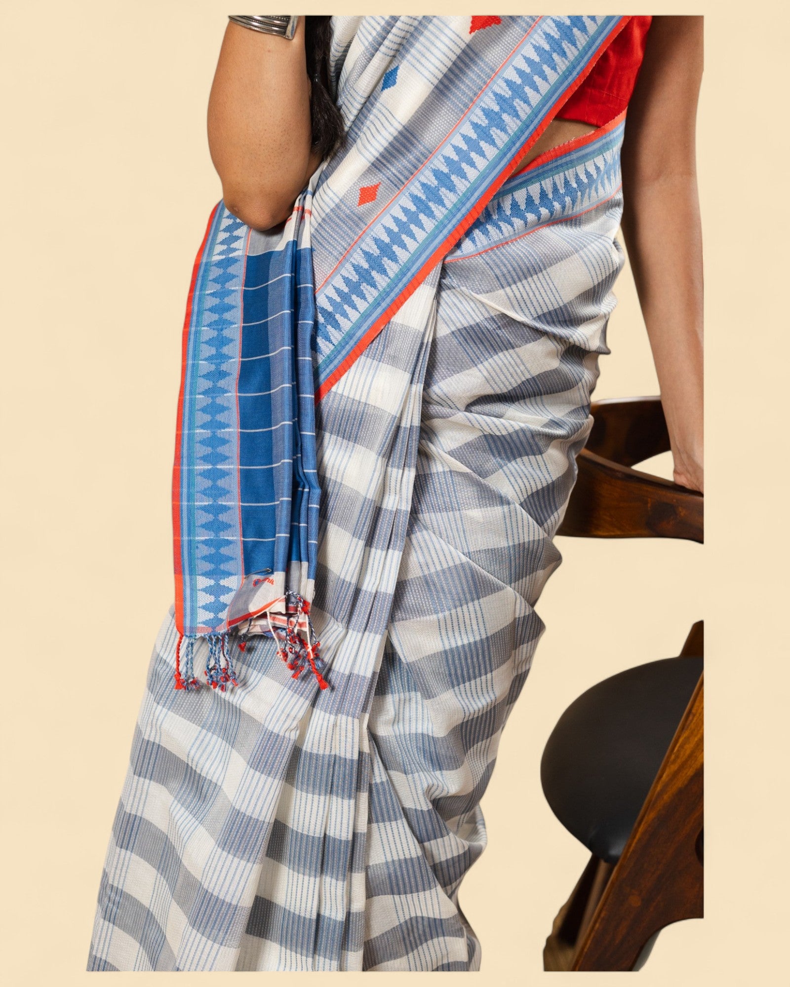 White - Korvai & Buttas Organic Cotton Saree – Ethicus