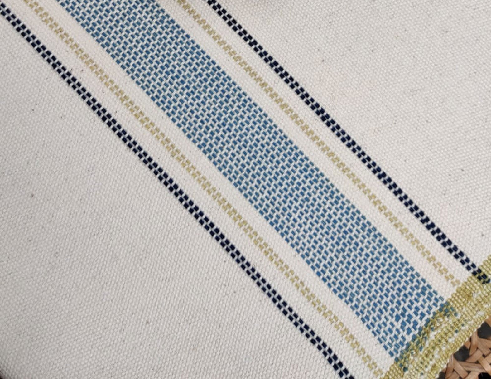 Off White - Blanket 8 with light blue border – Ethicus