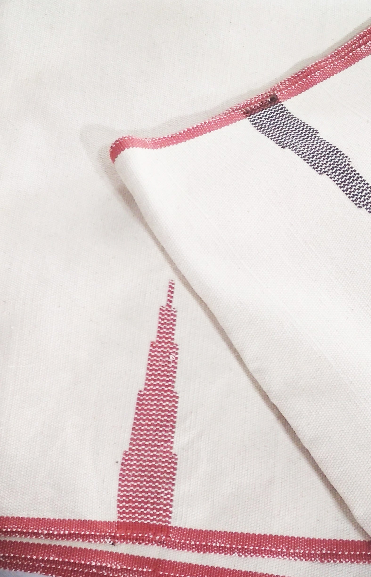 Off White - Blanket with red & grey temple – Ethicus