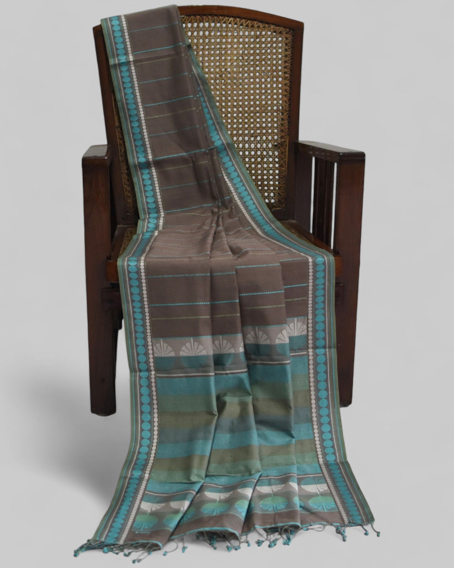 Dark Brown - Spherical Grace Organic Cotton Saree – Ethicus