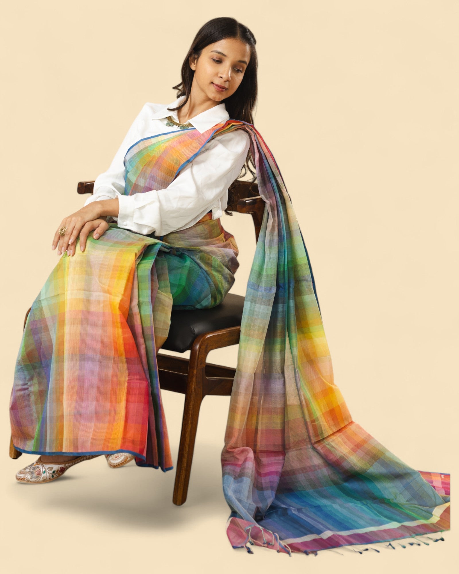 6400 Colour - Rainbow Organic Cotton Saree – Ethicus